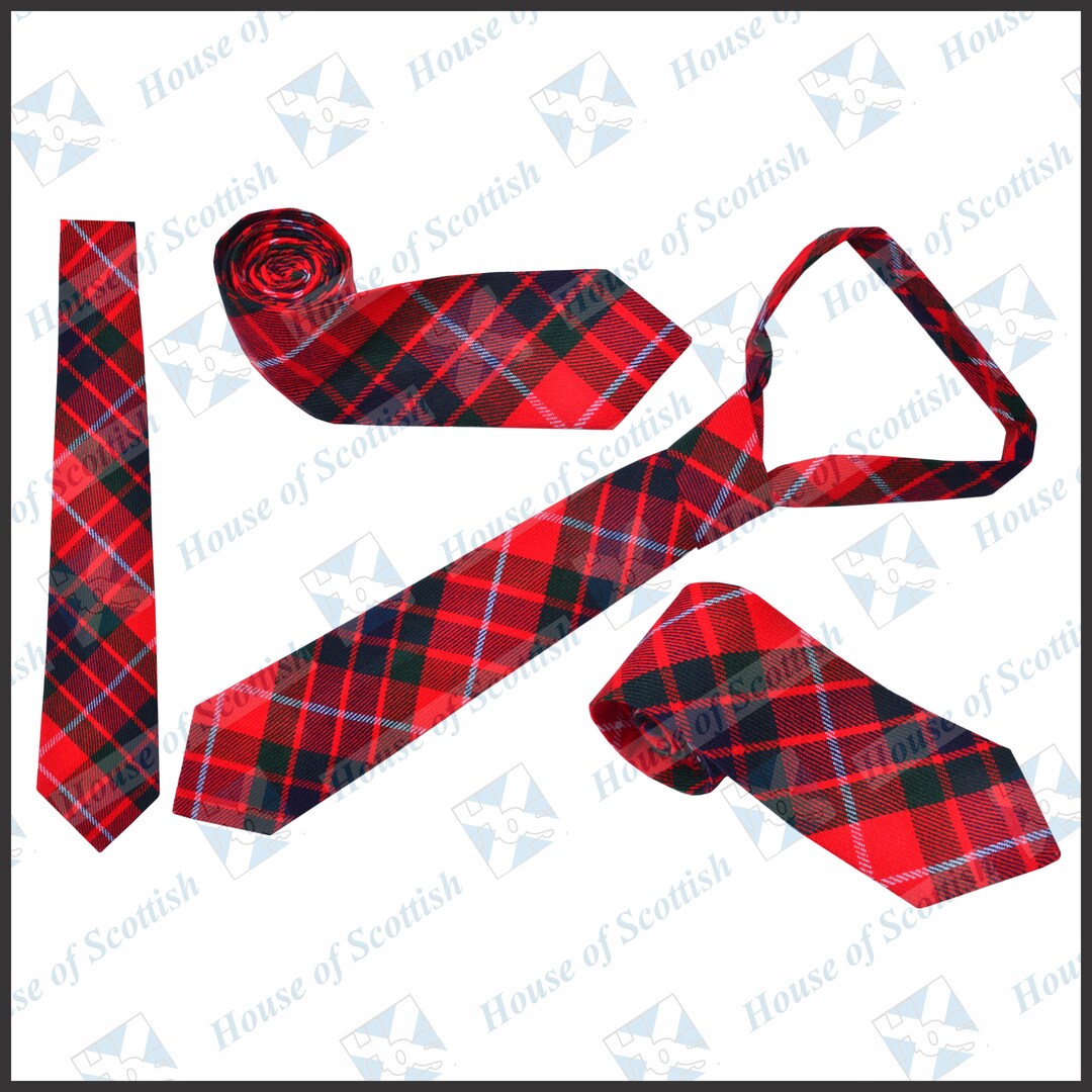 Men's Scottish Fraser Red Tartan Neck Tie / Acrylic Wool Tartan Tie by ...