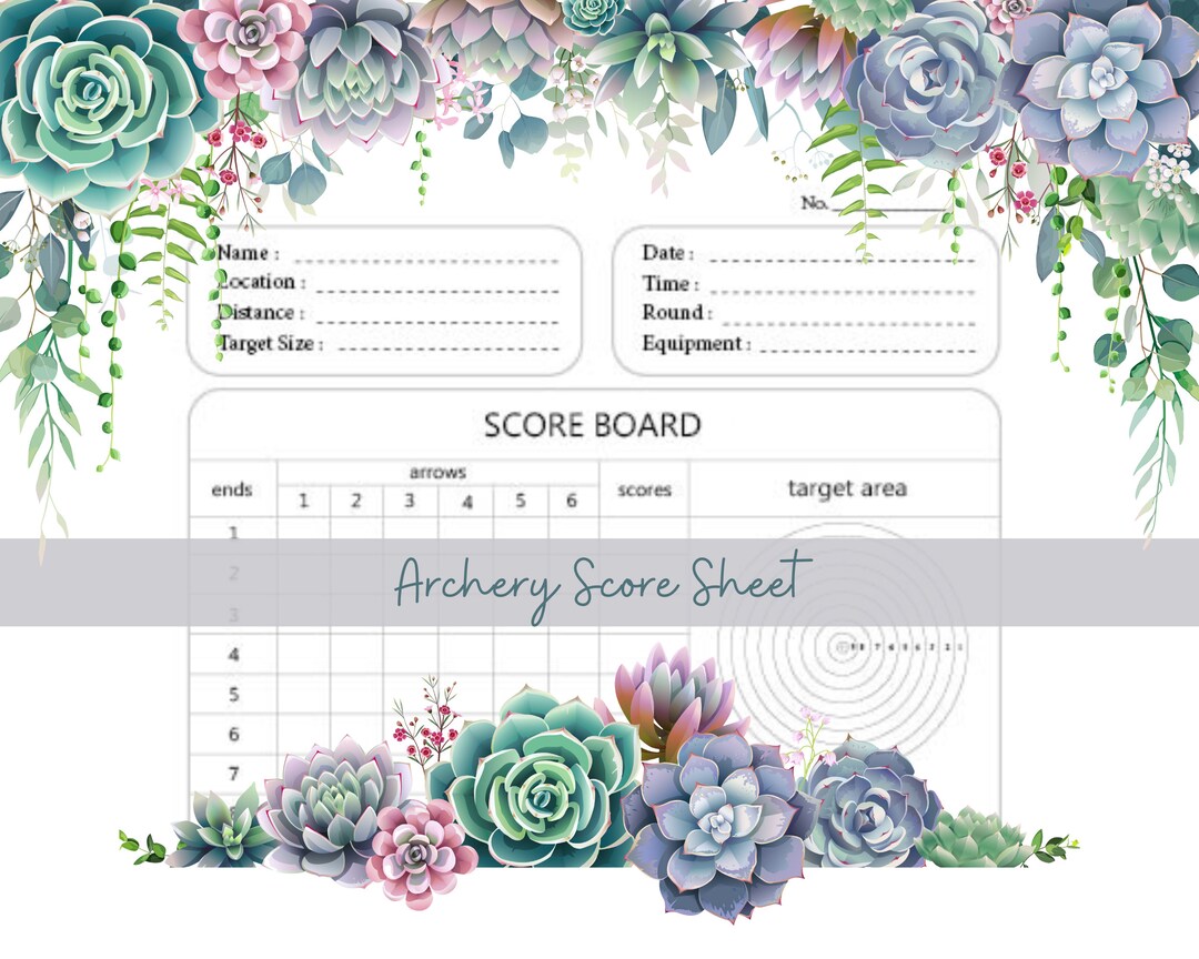 Archery Score Sheet - US Letter (half-2up) Size( Unofficial ) - Etsy