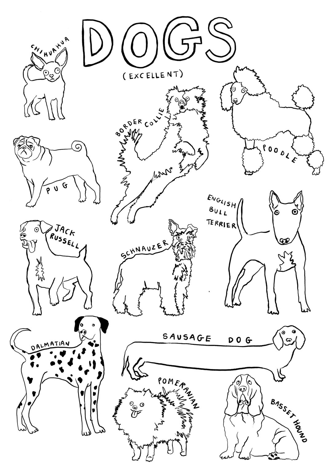 A4 Art Print - Excellent Dogs - Etsy