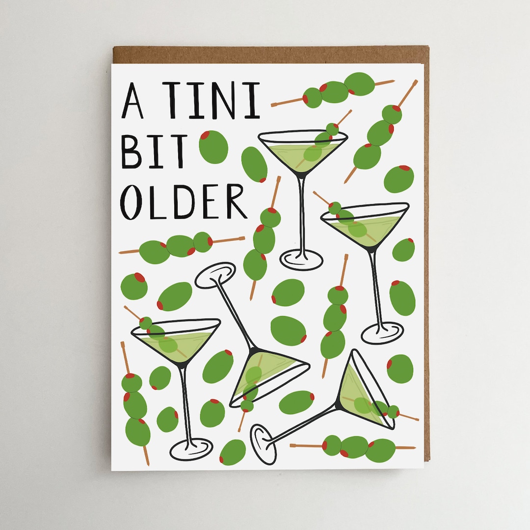 Martini Birthday Card: Funny 'tini Bit Older' Greeting - Etsy