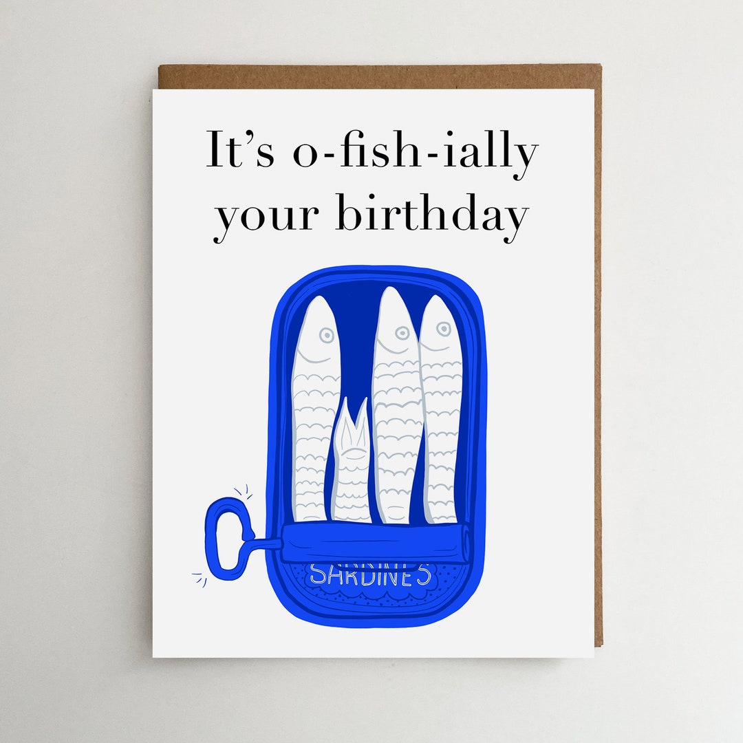 Sardines Birthday Card: Funny Fish Pun Greeting - Etsy