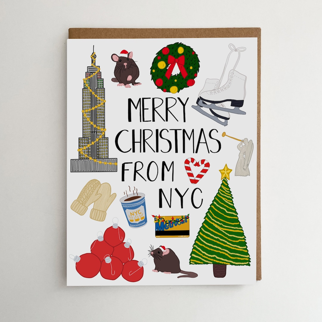 Merry Christmas From NYC Card Christmas in New York NYC Card - Etsy