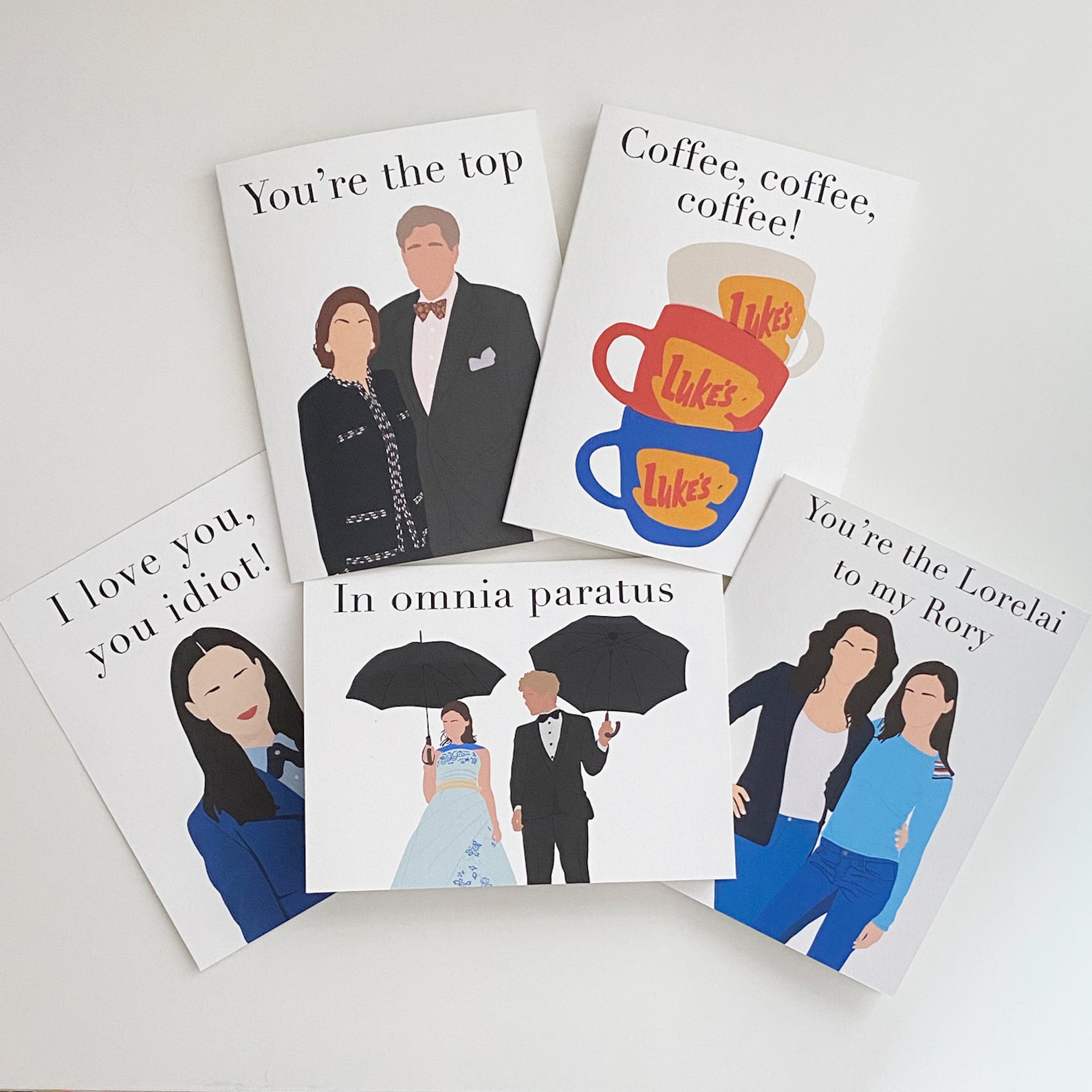 Gilmore Girls Greeting Card Set: Luke's Coffee, Rory & Lorelai (5.5x4 ...