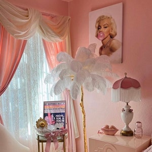Luxury 12” Handmade Dusky Pink Velvet Lampshade, Art Deco Fringed ...