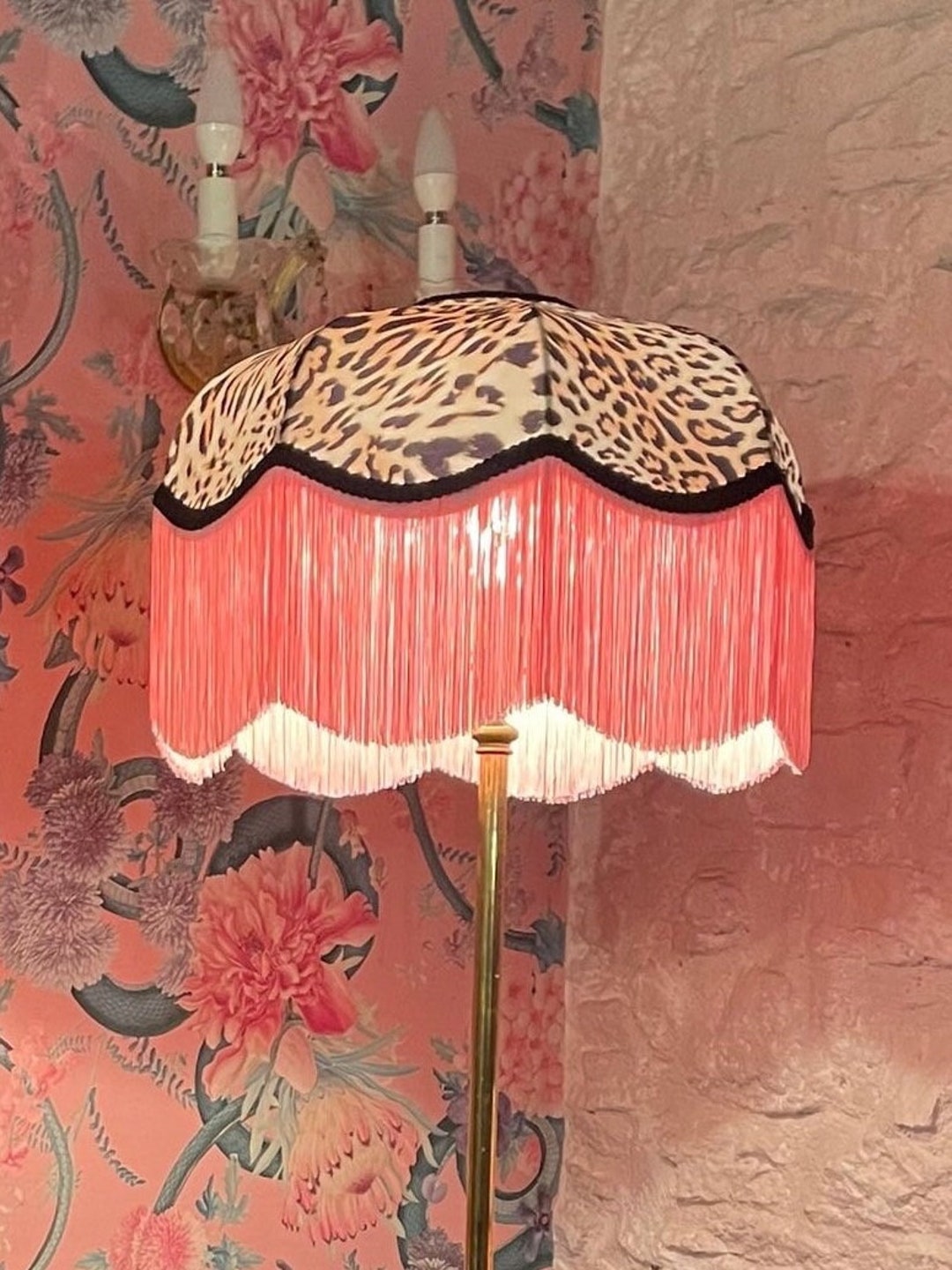 16 Luxurious Handmade Fringe Lampshade, Leopard Print Art Deco Lamp ...