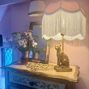 Luxury 12” Handmade Dusky Pink Velvet Lampshade, Art Deco Fringed ...