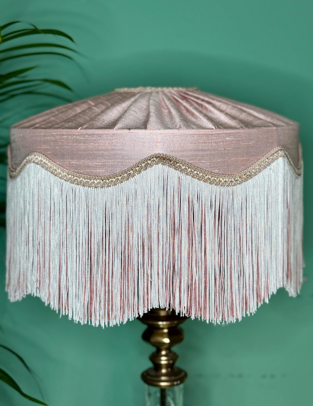 Handmade Pale Pink Silk Fringe Lampshade, Art Deco Style, 12 Inch - Etsy