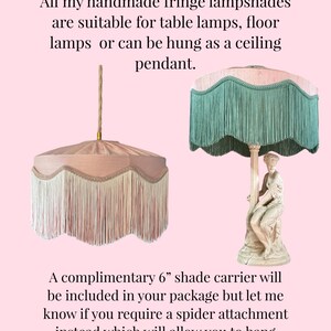 Luxury 12” Handmade Dusky Pink Velvet Lampshade, Art Deco Fringed ...