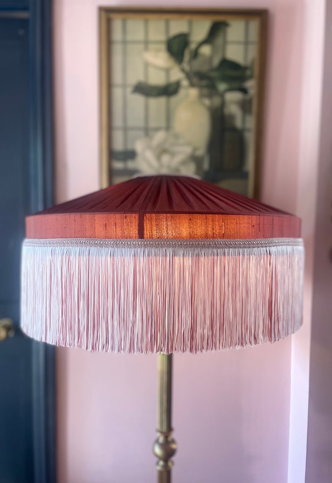 Luxury 16 Handmade Copper/ Brown Silk Fringe Lampshade, Art Deco ...