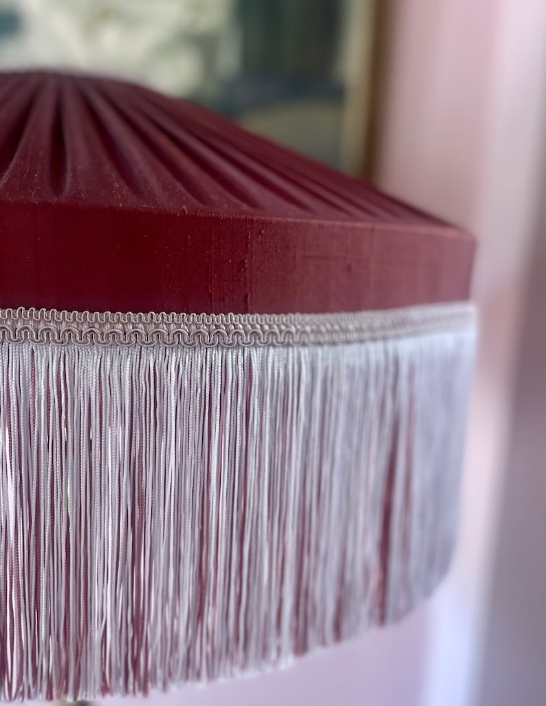 Luxury 16” Handmade Copper/ Brown Silk Fringe Lampshade, Art Deco ...