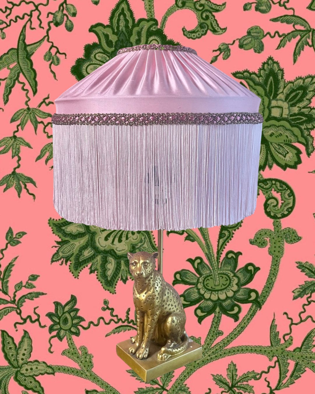 Luxury Handmade Pink Fringed Lampshade, 100% Silk Art Deco Lampshade ...
