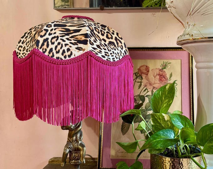 Luxury 12” Handmade Leopard Print Lampshade, Art Deco Fringed Lampshade ...