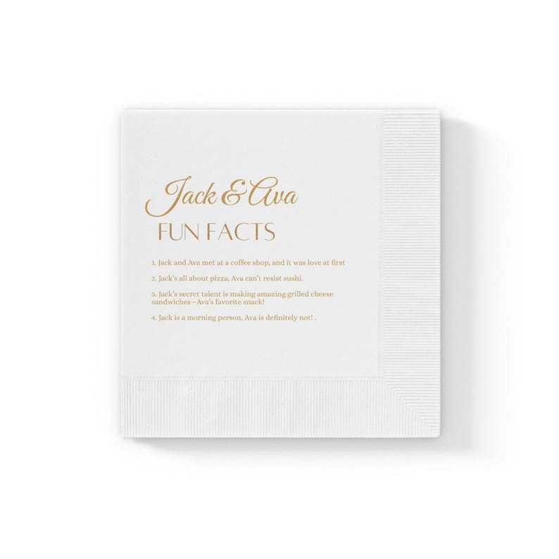 Personalized Fun Fact Wedding Napkins: Engagement Party Decor - Etsy