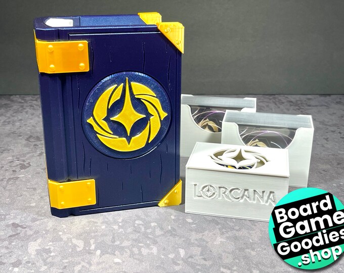 Lorcana Lore Book Deck Box Galaxy Blue With Card and Token Dice Inserts ...