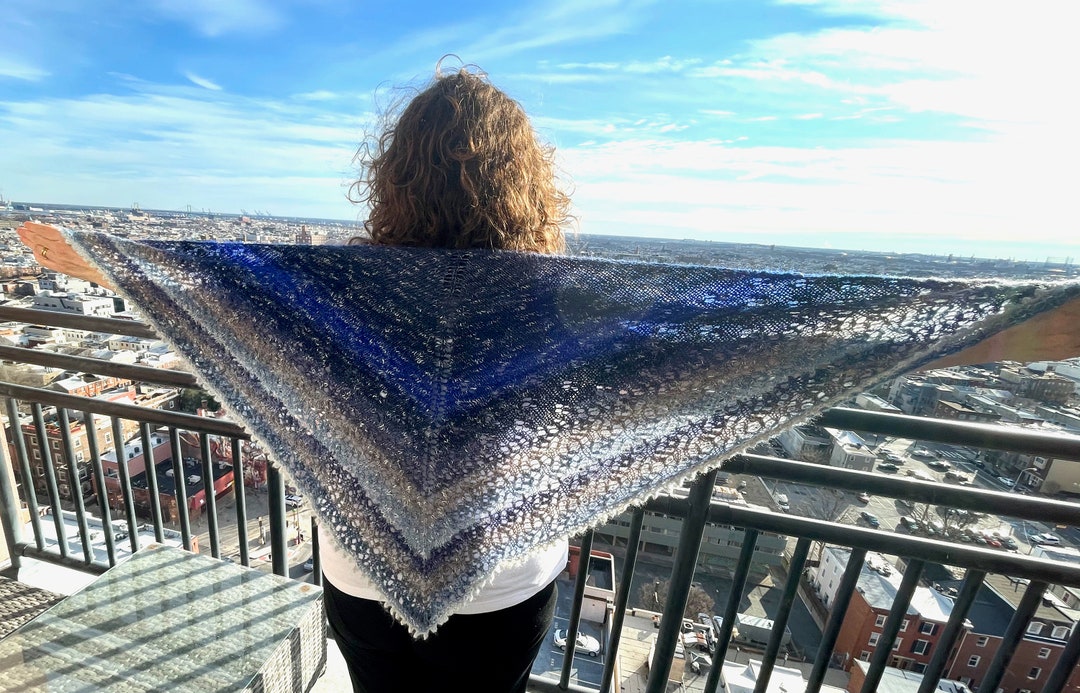 Shades of Blue Shawl, Digital Knitting Pattern, Knitting Pattern ...