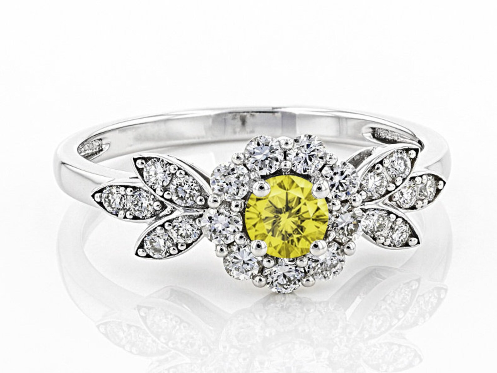 Yellow Moissanite Engagement Ring Round Yellow Moissanite | Etsy