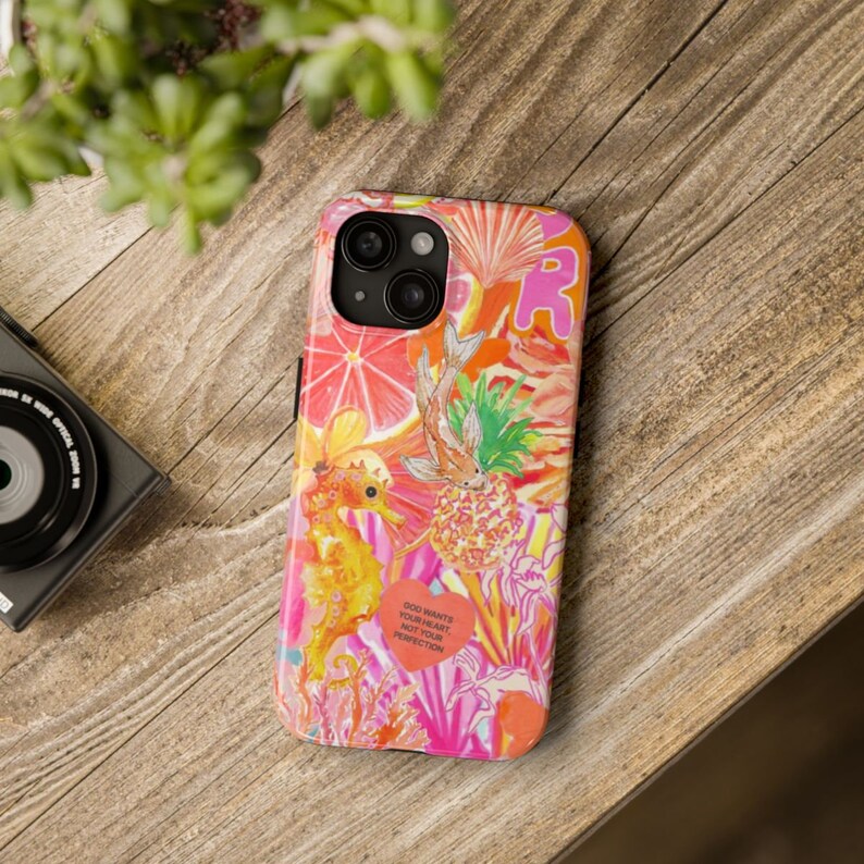 Orange & Pink Collage Phone Case, Aesthetic Preppy Fruity Summer Vsco ...