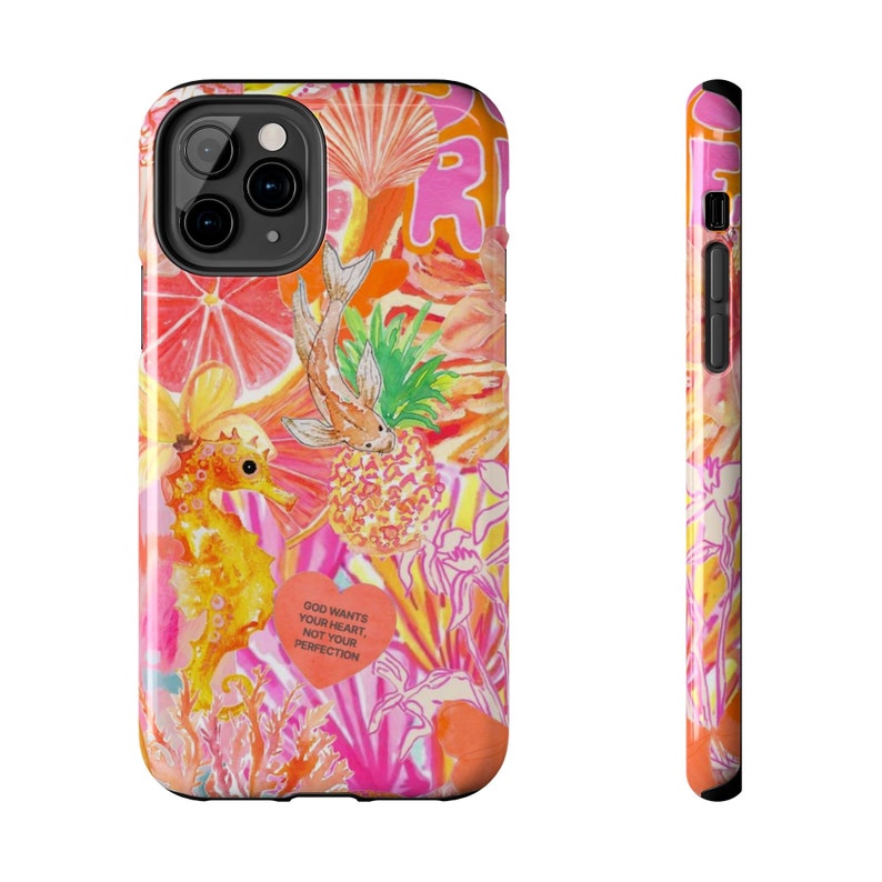 Orange & Pink Collage Phone Case, Aesthetic Preppy Fruity Summer Vsco ...