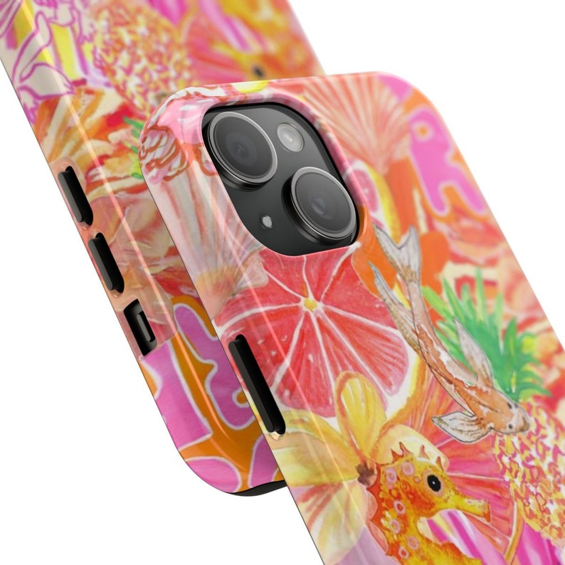 Orange & Pink Collage Phone Case, Aesthetic Preppy Fruity Summer Vsco ...