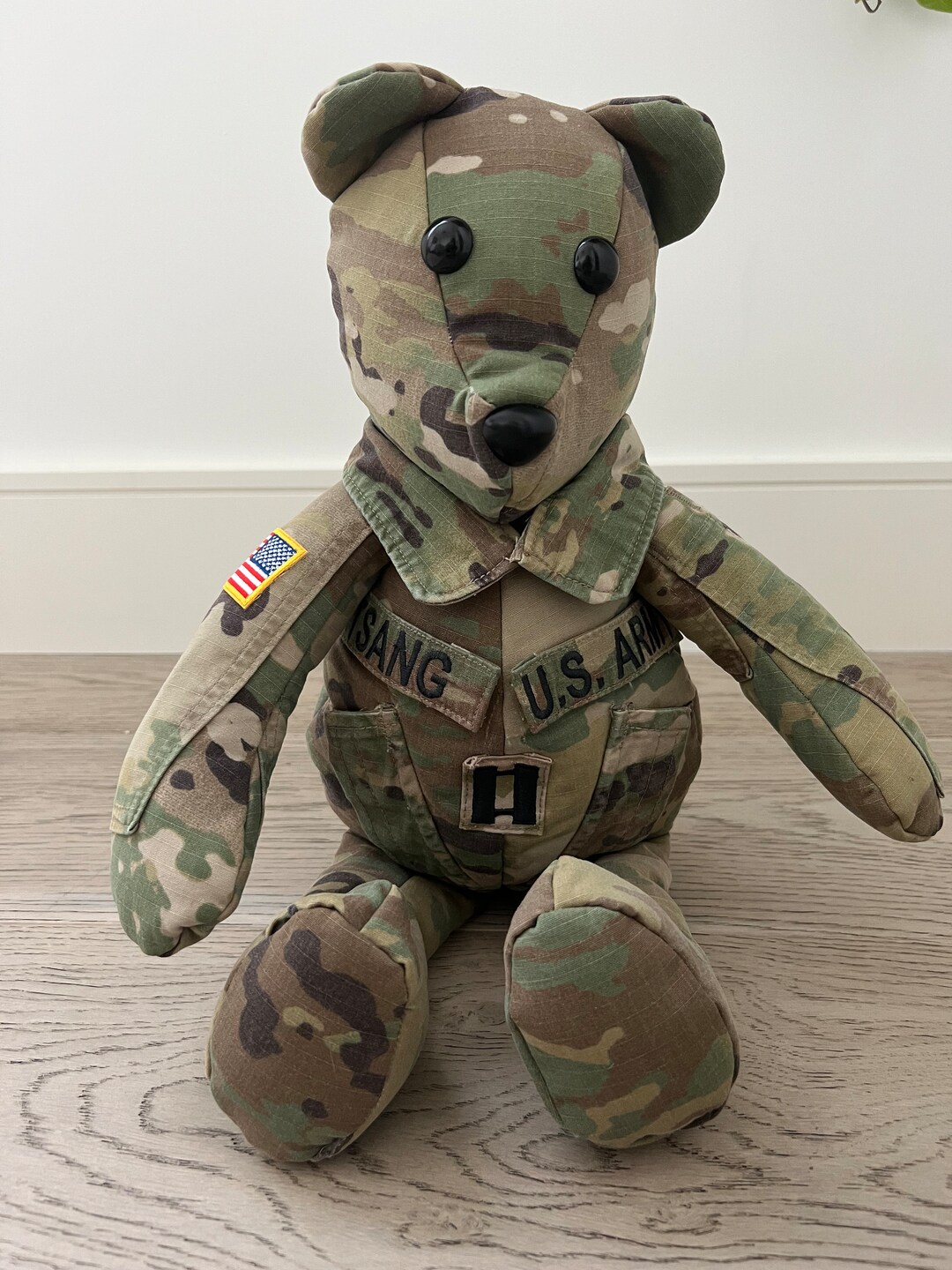 Military Memory Bear detailed, Handmade to Order, From Your Loved One's ...
