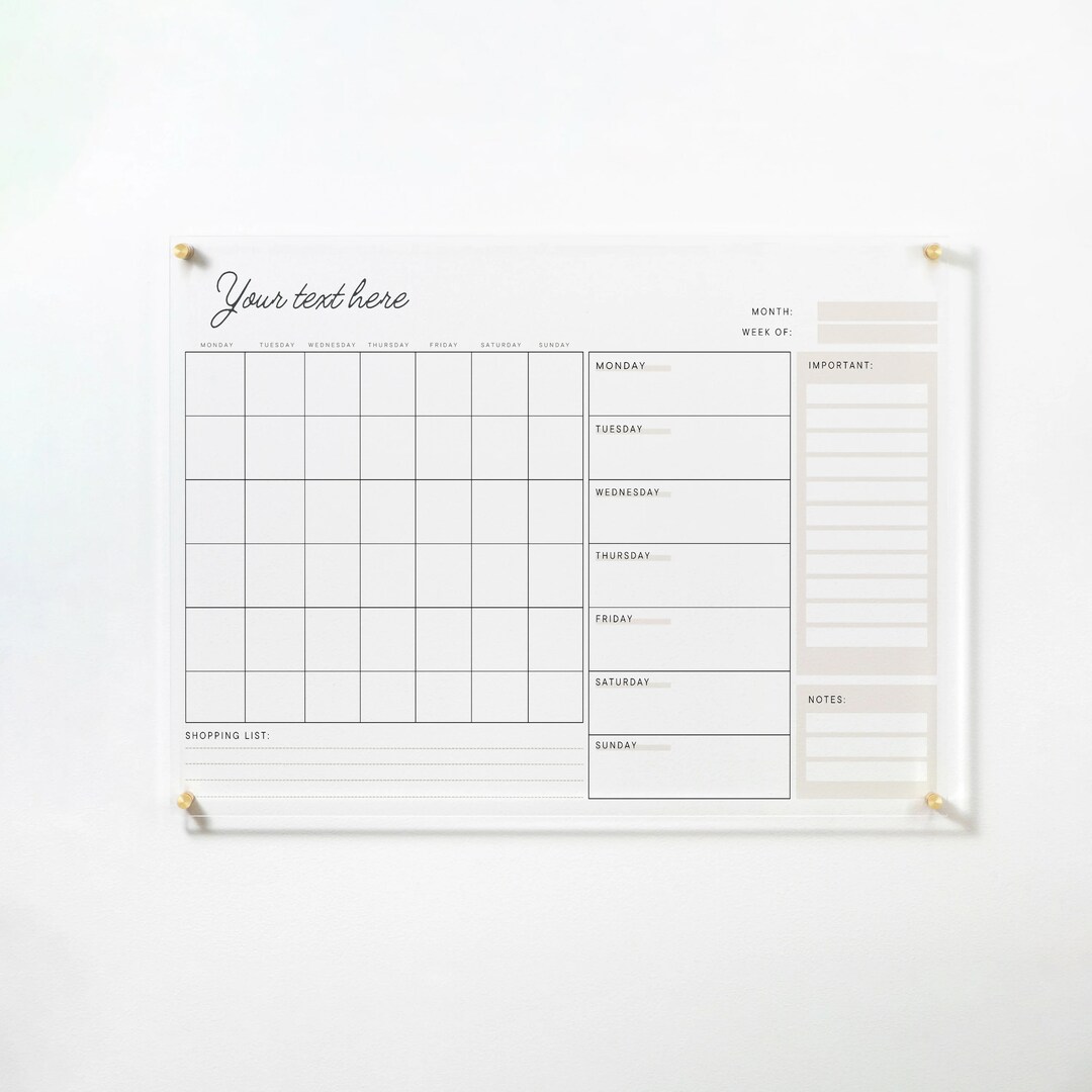 Acrylic Wall Calendar 2023 - Personalized Dry Erase Board-wall Calendar ...