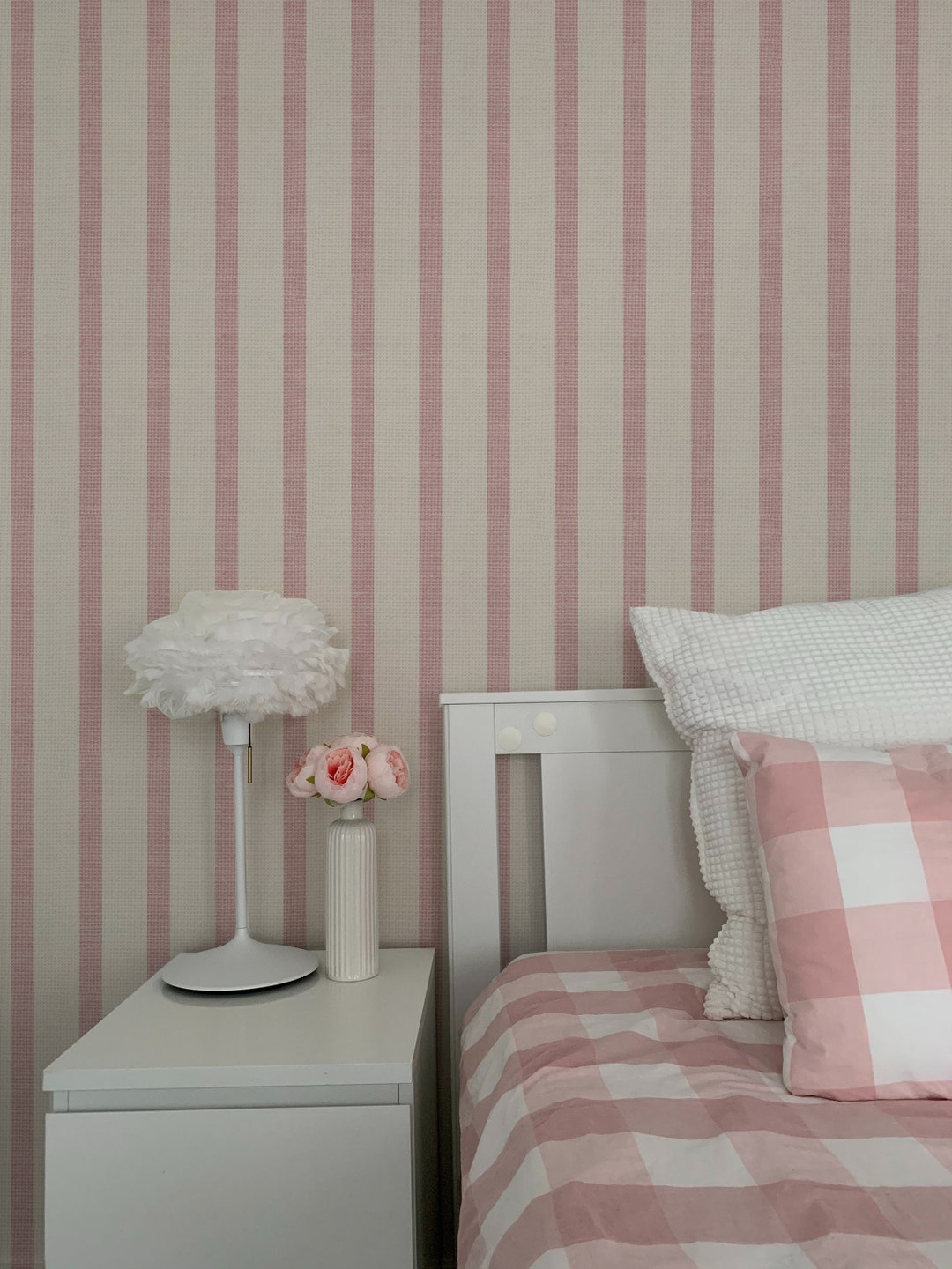 Pink Textured Striped Wallpaper. Peel and Stick. Removable. Accent Wall ...
