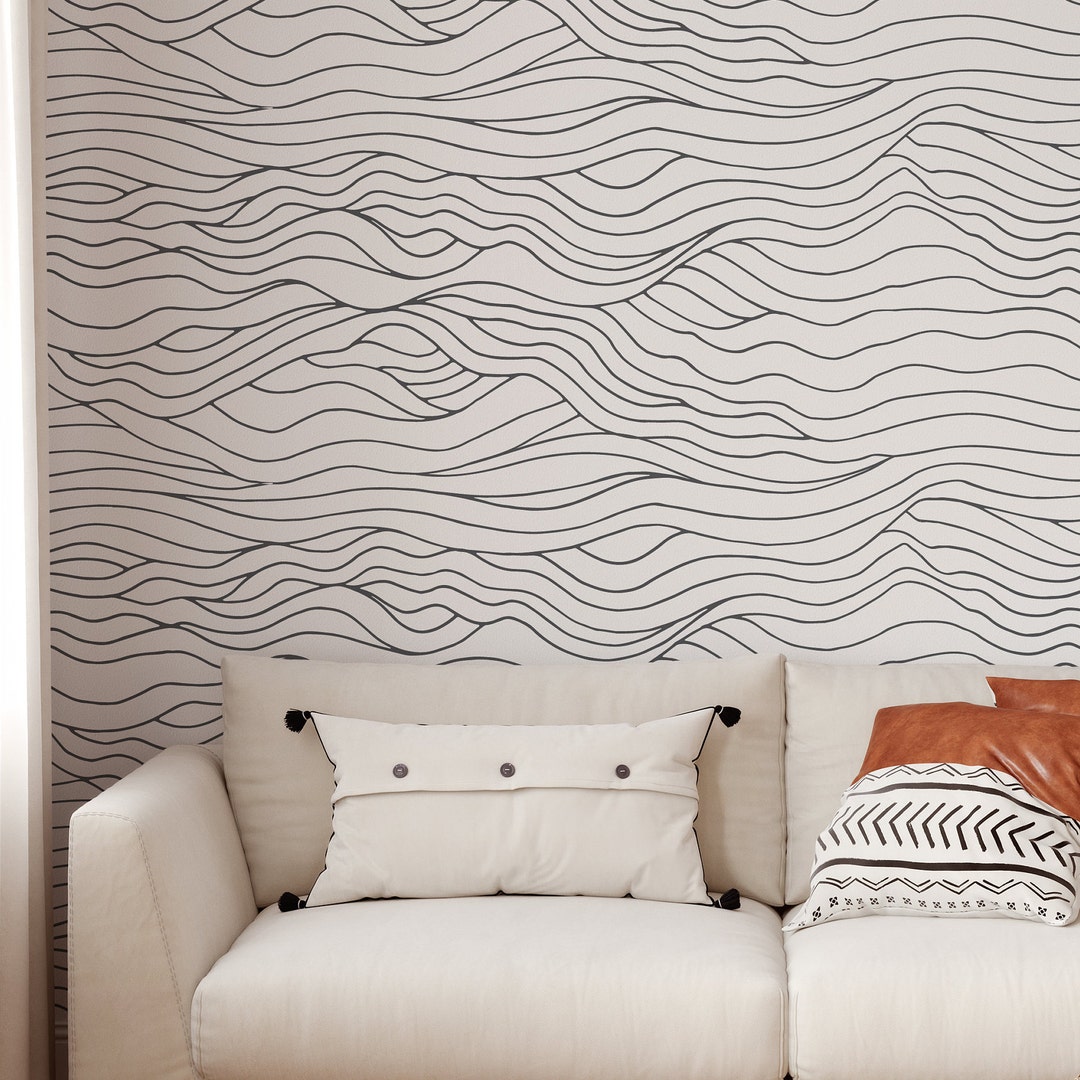 Modern Wave. 2020. Black. Modern and Minimal. Peel and Stick. Removable ...