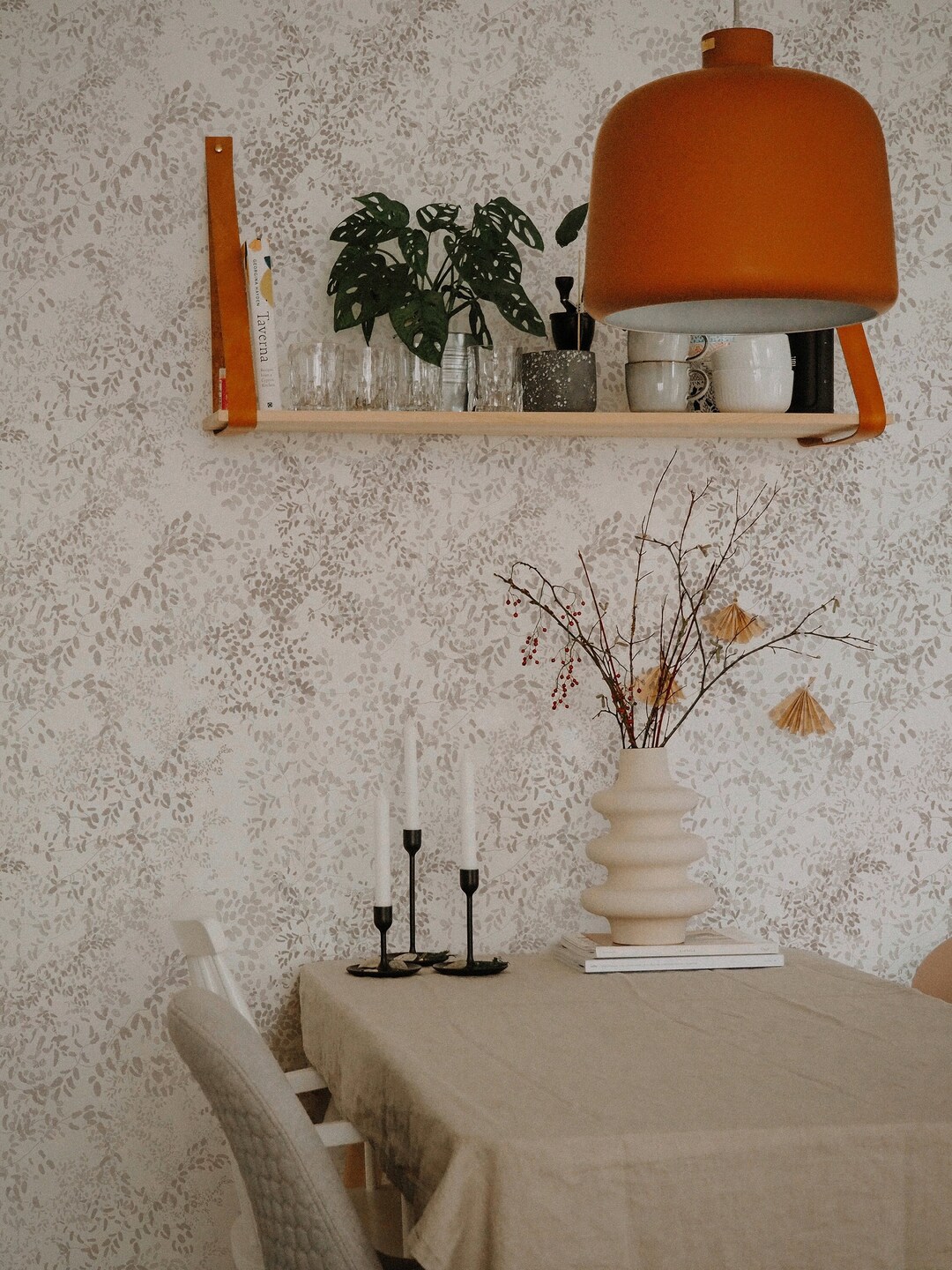 Delicate Neutral Floral Wallpaper. Beige Color. Peel and Stick ...