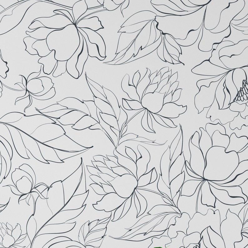 Modern Line Art Wallpaper. 2020. Black and White. Modern and - Etsy