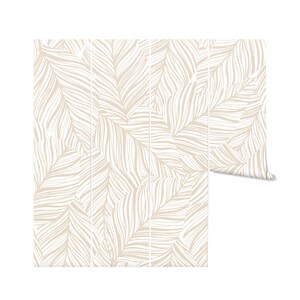 Abstract Neutral Floral Wallpaper. Ecru Color. Peel and Stick ...
