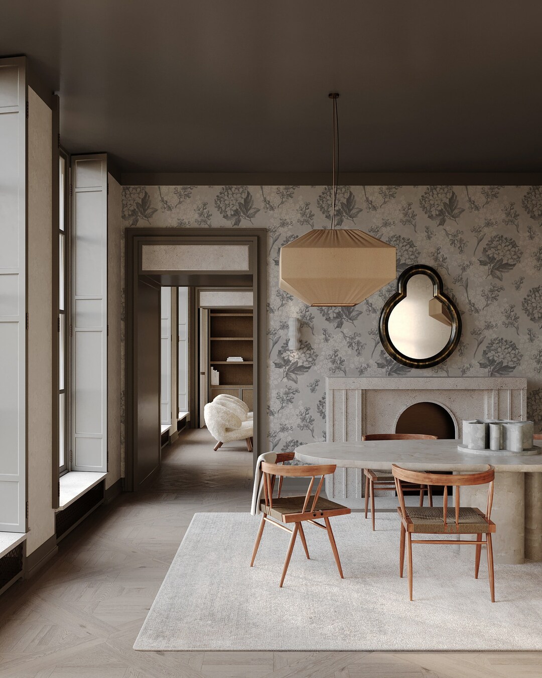 Modern Hydrangea Wallpaper. Peel and Stick. Removable. Accent Wall. Many Colours Available ...