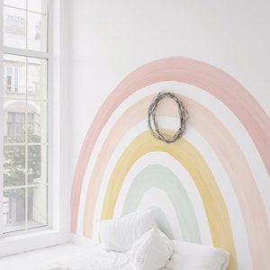 Beautiful Pastel Rainbow Mural Wallpaper. Custom Bedroom Wallpaper ...