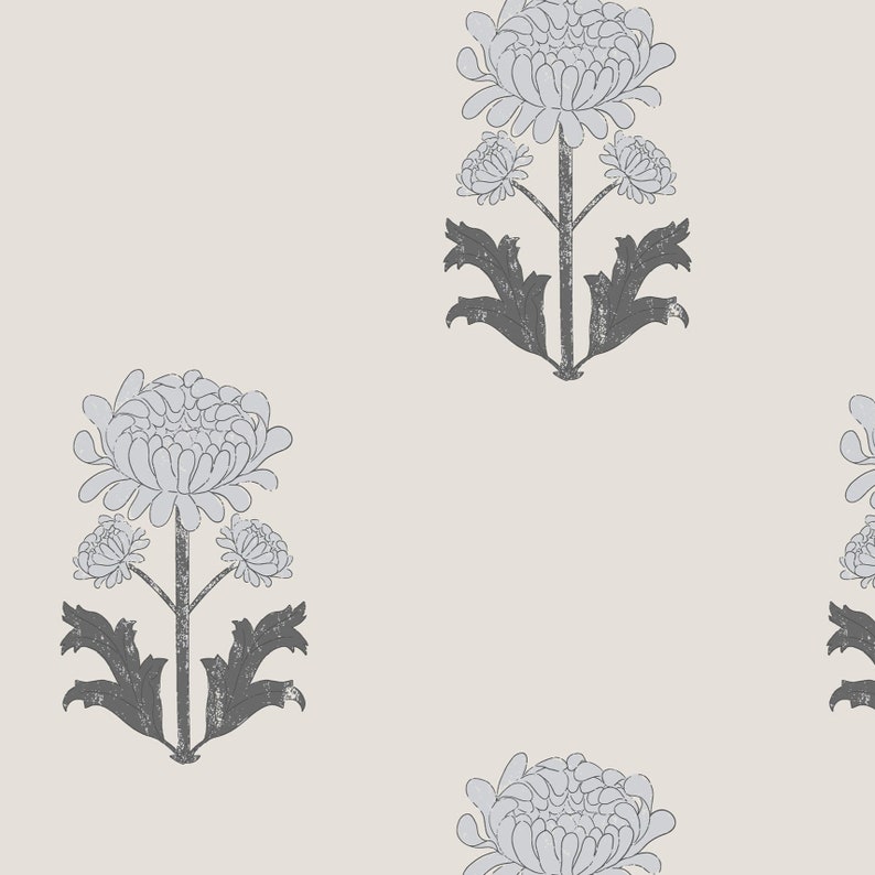 Tiny Floral Block Print Wallpaper - 6.25". Removable Peel and Stick ...
