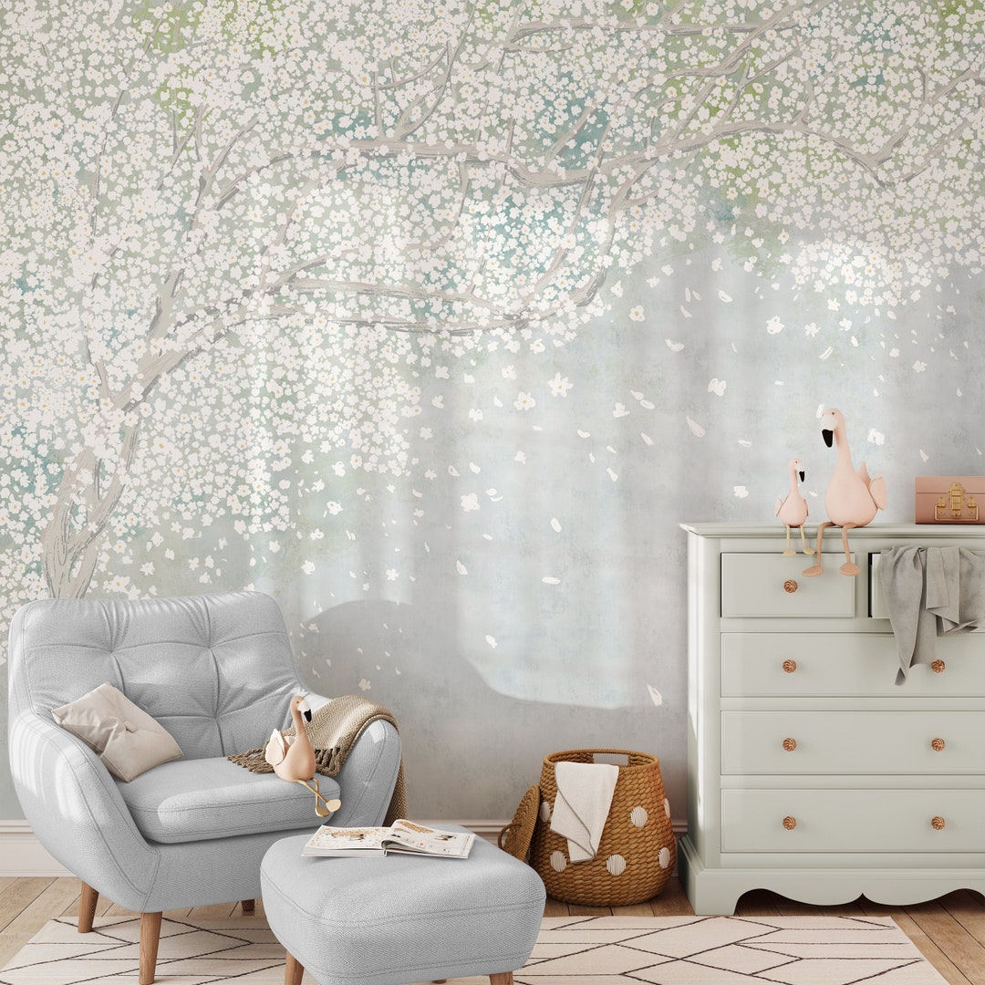 Cherry Blossom Wallpaper Mural. Custom Kids Wallpaper Mural. Bedroom ...