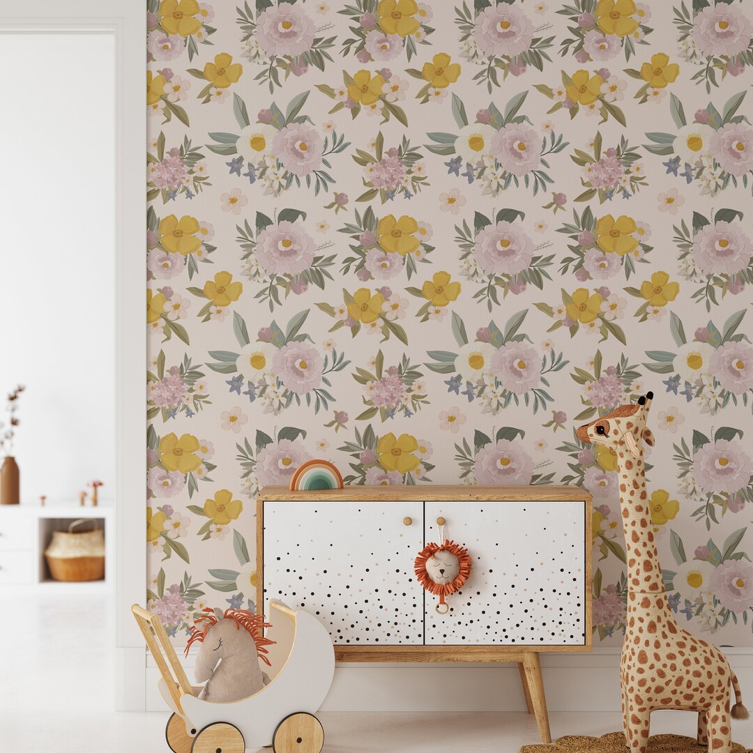 Spring Blooming Nursery Wallpaper. 2023 Collection. Peel and Stick and ...
