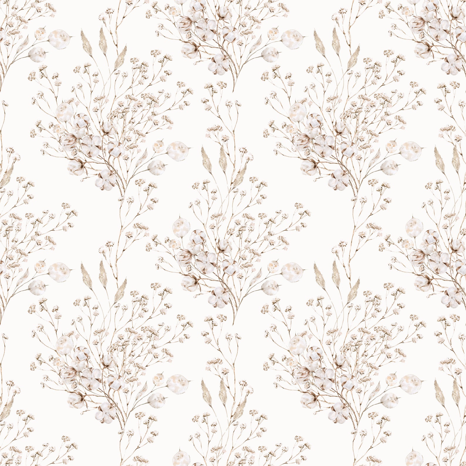 Boho Winter Floral Wallpaper. Peel and Stick. Removable. - Etsy