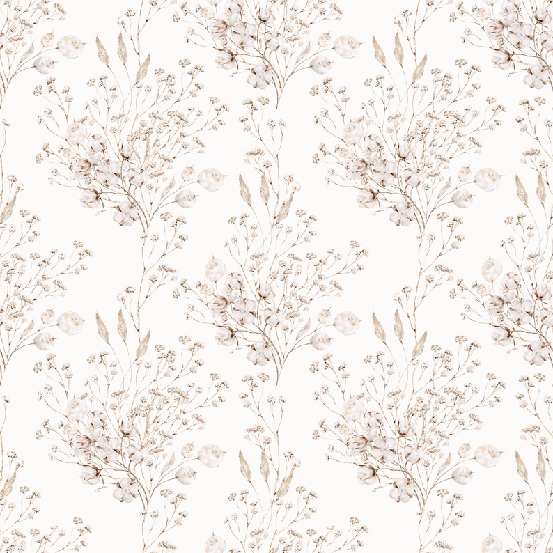 Boho Winter Floral Wallpaper. Peel and Stick. Removable. - Etsy