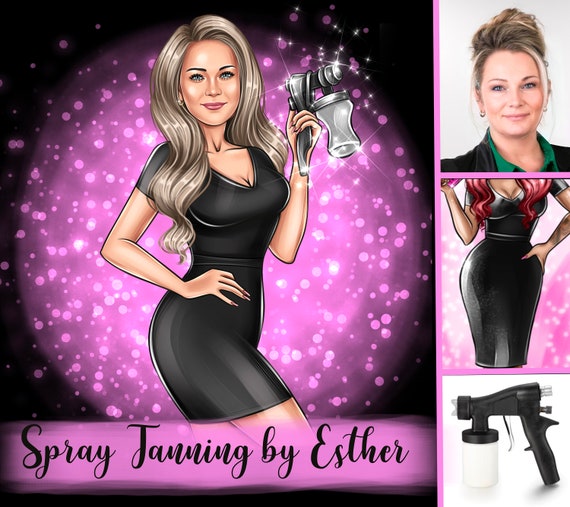 Spray Tanning Logo Cartoon Logo Digital Portrait Cartoon From | Etsy