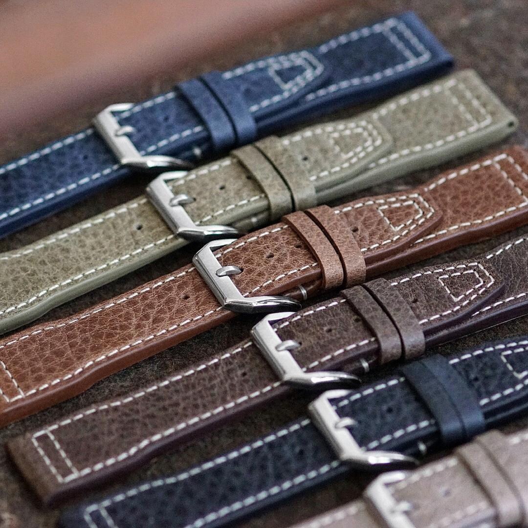 B & R Bands Buffalino Leather Pilot Watch Band Straps for IWC - 20mm ...
