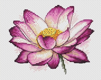 Lotus Counted Cross Stitch | Etsy