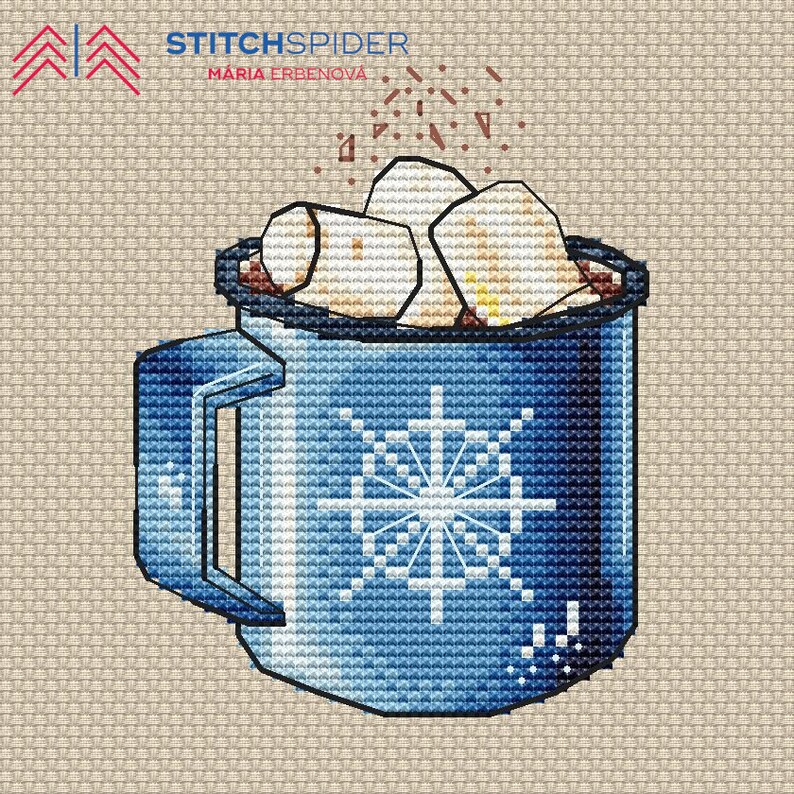 Hot Cocoa Counted Cross Stitch Pattern to Download Pdf - Etsy