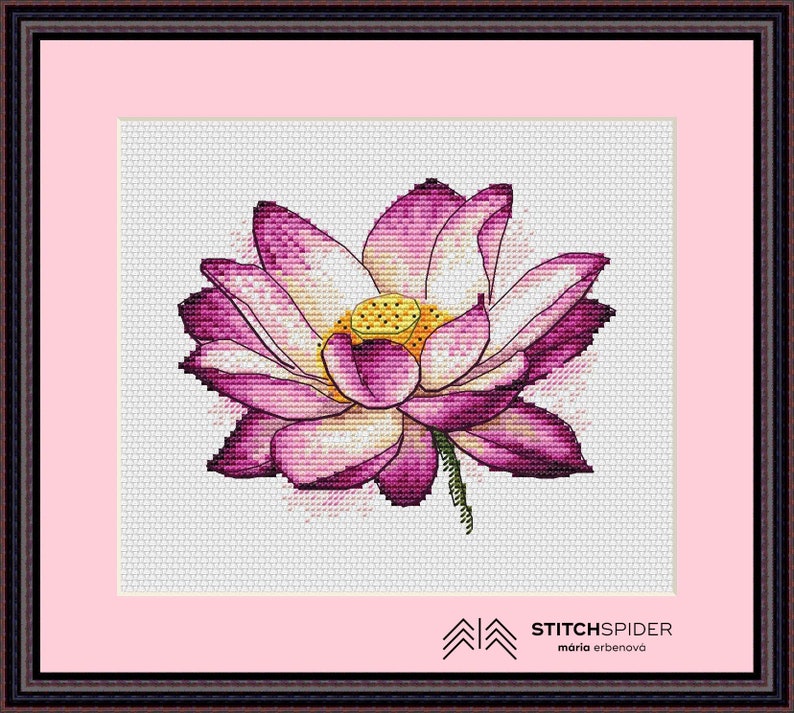 Pink Lotus Cross Stitch Pattern to Download - Etsy