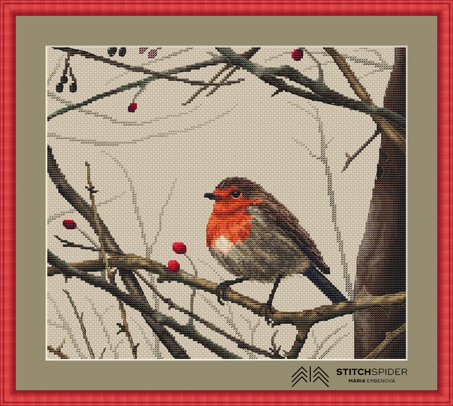 Bird Robin, Counted Cross Stitch Realistic Pattern From Photography to ...