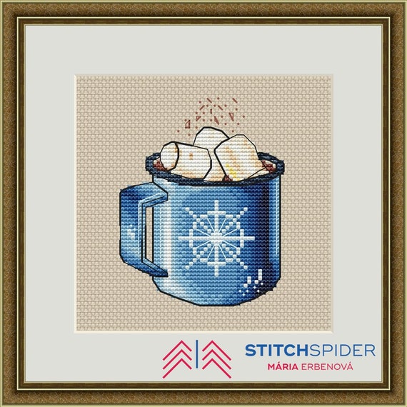 Hot Cocoa Counted Cross Stitch Pattern to Download Pdf | Etsy