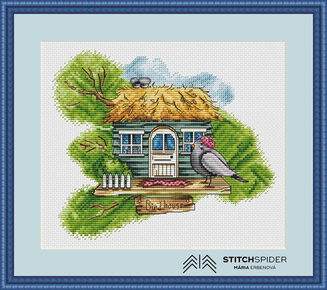 Bird House, Counted Cross Stitch Pattern From Illustration to Download ...