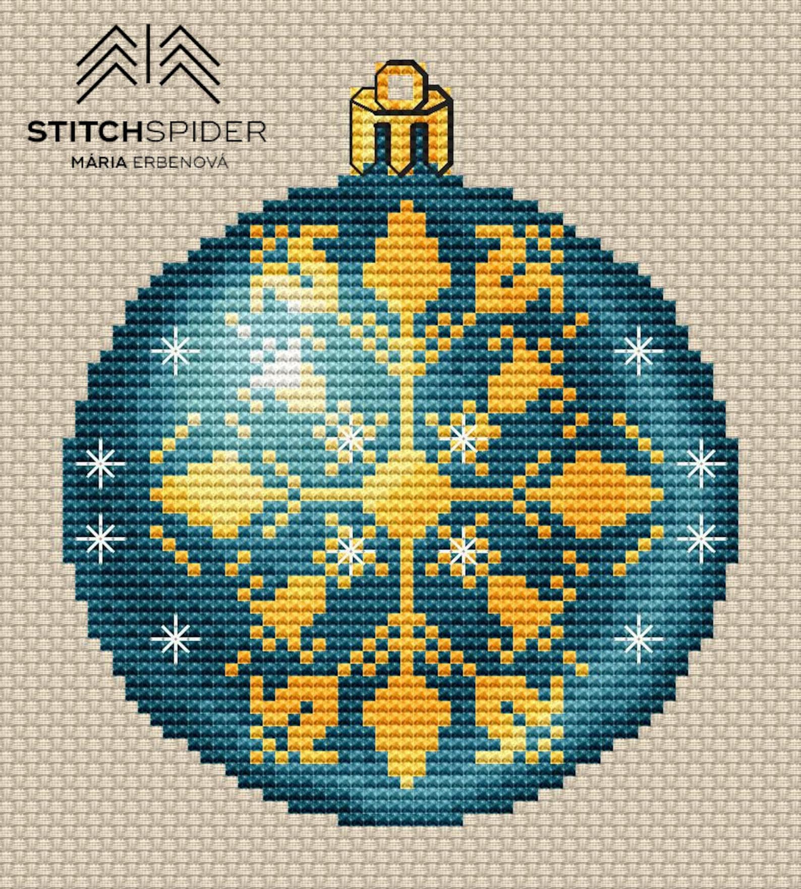 Christmas Ball - Blue Snowflake, Counted Cross Stitch Pattern to ...