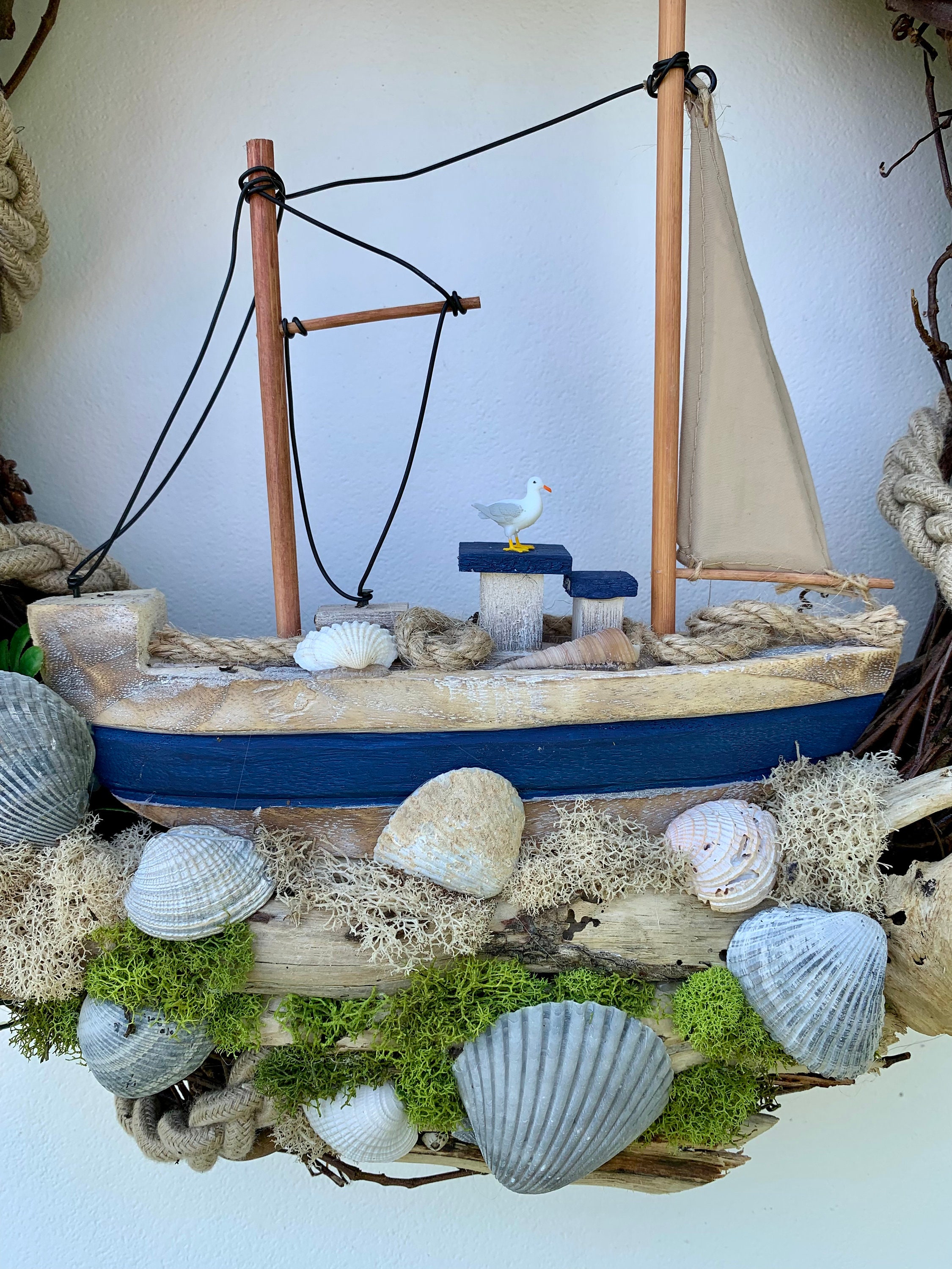 Nautical Wreath, Coastal Wreath, Ocean Wreath, Beach Wreath, Sailboat ...