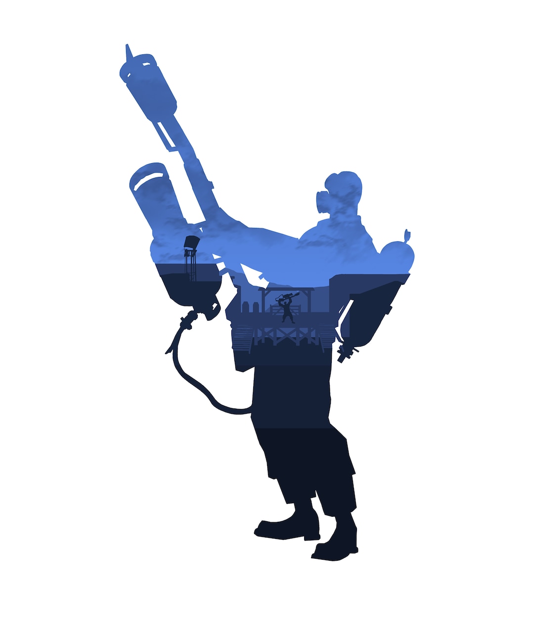 Team Fortress 2 - Blue Pyro | Digital Silhouette Piece - Etsy