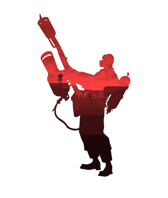Team Fortress 2 Red Pyro Digital Silhouette Piece | Etsy