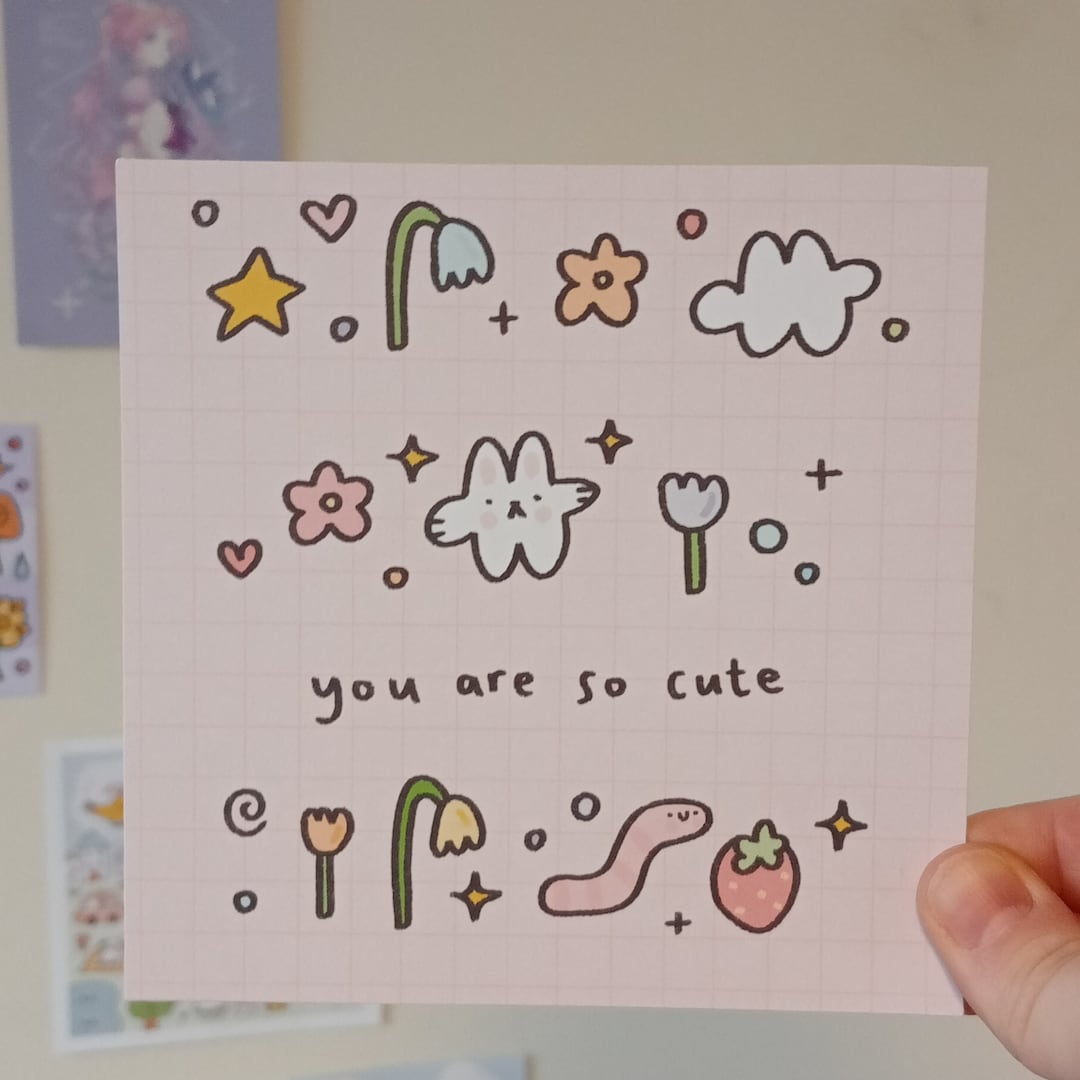 Kawaii Pink Doodle Art Print 'you Are so Cute' - Etsy